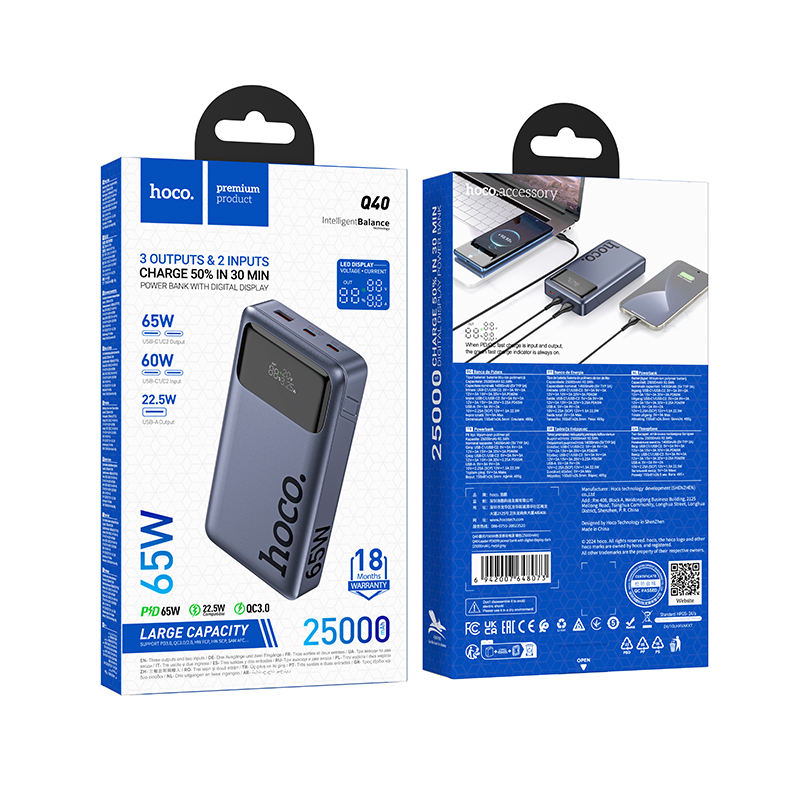 HOCO Q40 Leader PD 65W Power Bank with Digital Display Dark 25000mAh ...